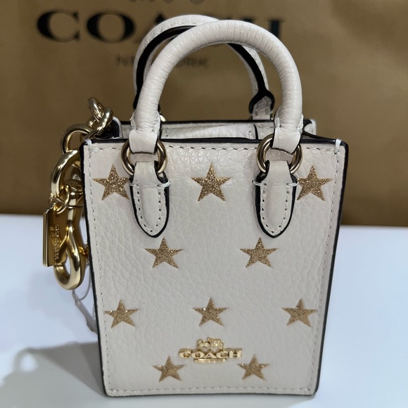 Coach | Accessories | Nwt Coach White Gold Star Mini Bag Bagcharm ...